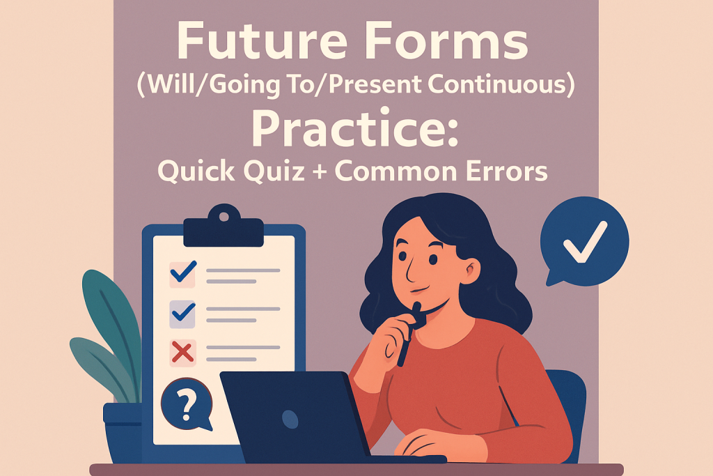 Future Forms Practice Quiz: Will, Going To, Present Continuo